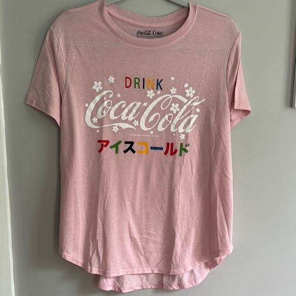 Coca Cola | Tops | Coca Cola Pink Cherry Blossom Theme Tshirt Jrs Sz ...